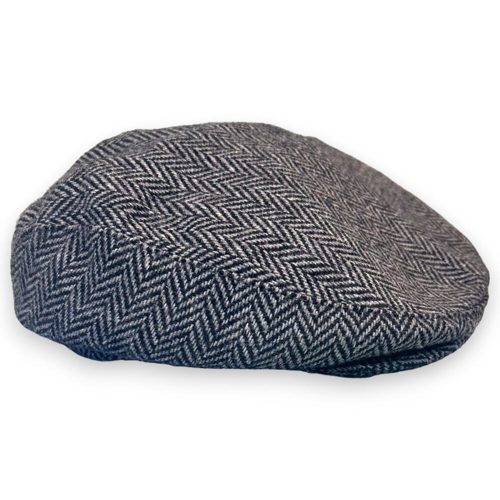 Vintage Tweed Newsboy Cap Herringbone Gray Made in U.… - Gem